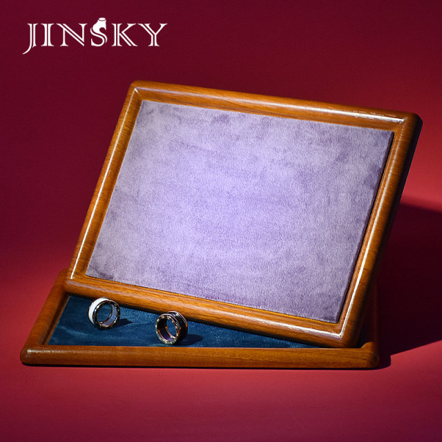 Jinsky velvet jewelry tray jewelry display tray solid wood grain ring ...