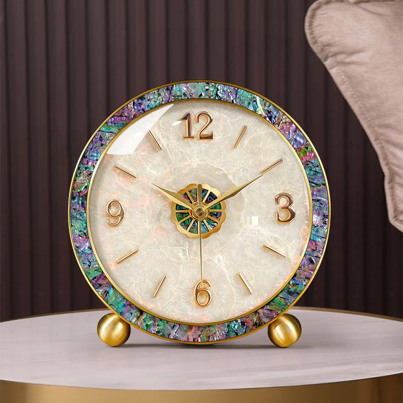 2024 New Modern Light Luxury High-End Sitting Clock Brass Shell Living ...