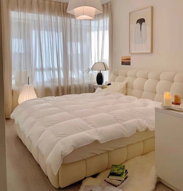Marshmallow double bed, cashmere modern simple white master bedroom ...