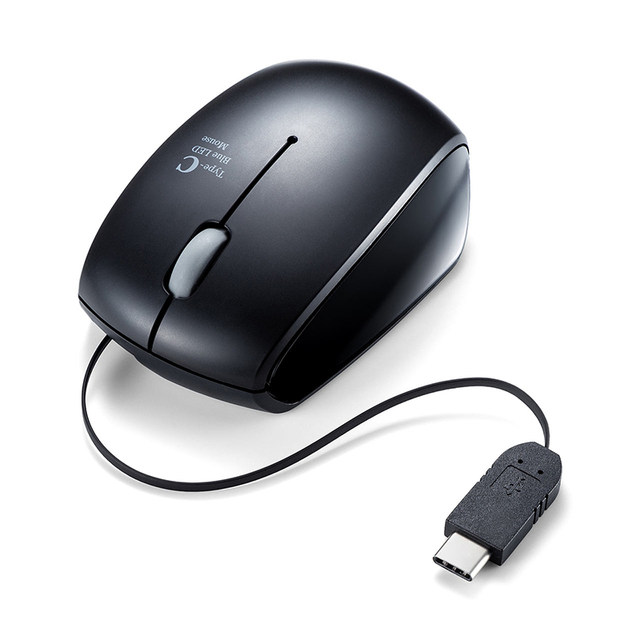 SANWASUPPLY wired mouse retractable cable computer type-C interface Mac ...