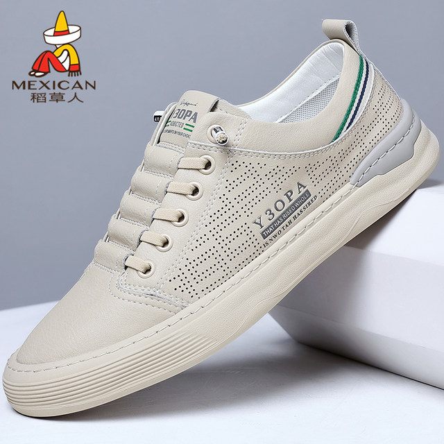 Scarecrow men's shoes hollow summer breathable leather new casual ...