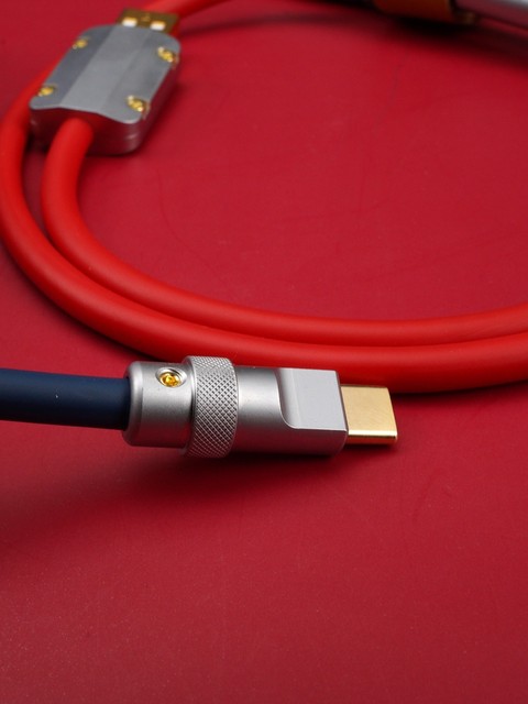 Spot GeekCable Customized keyboard data spiral line rear sailing overplay oak navy blue+red