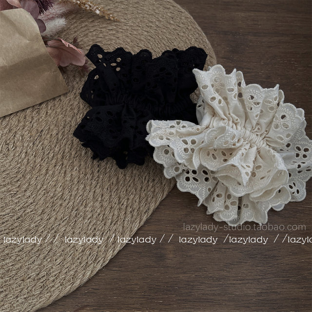 High version! Zhao Lusi hair rope, clean retro hair tie, beige hollow ...