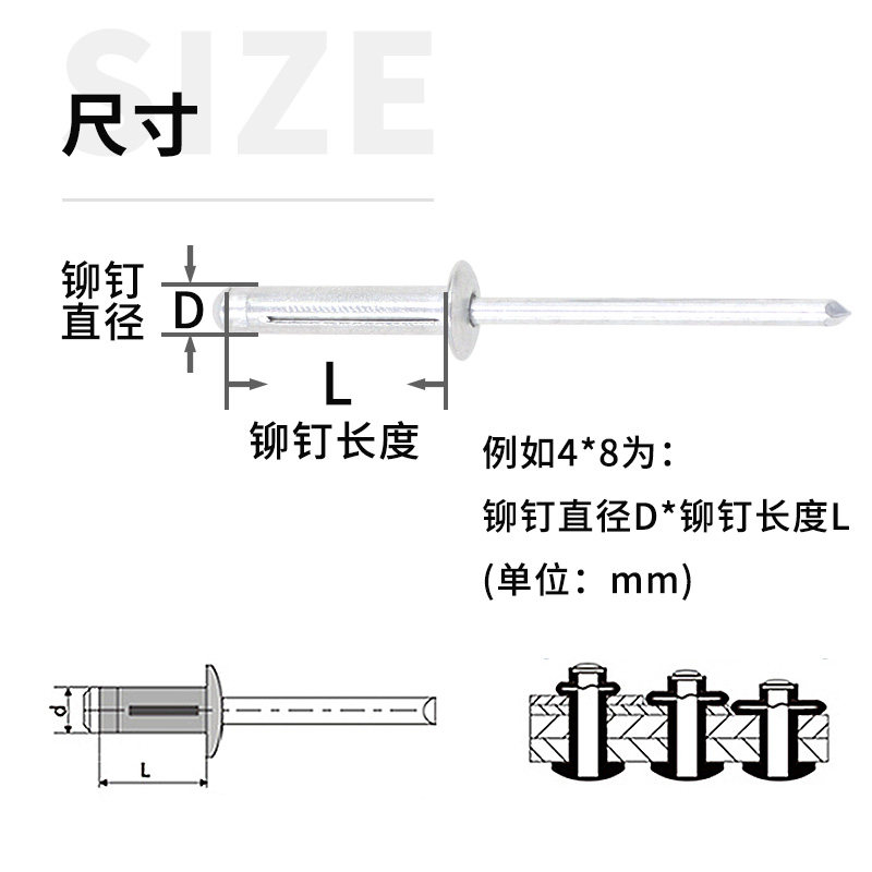 All-Aluminum Alloy Lantern Core-Pulling Rivets - Folding Blackened Car ...