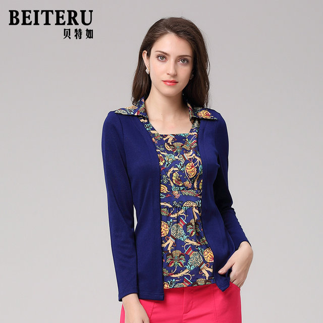 Betru Mom Spring T-shirt Middle-aged and Elderly Women's Tops Retro ...