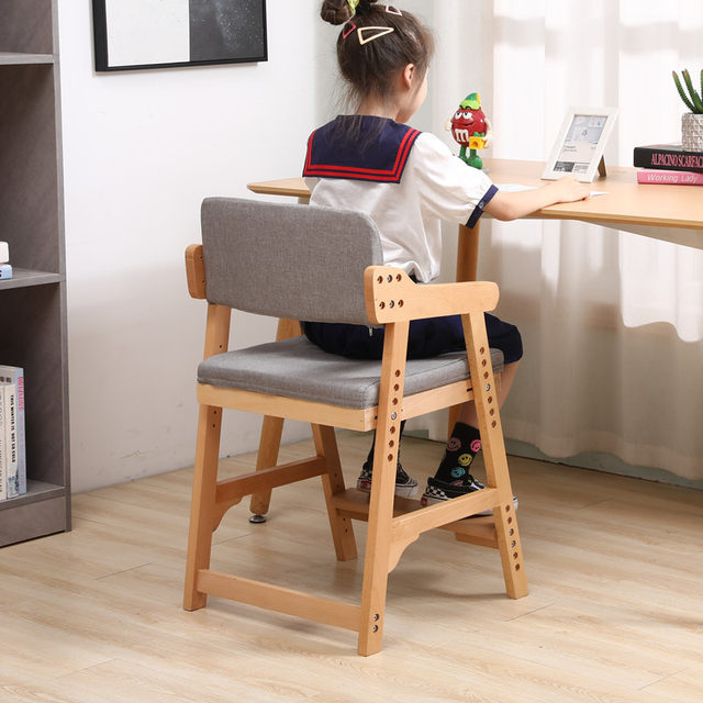 Solid wood children's learning chair, adjustable desk seat, student ...
