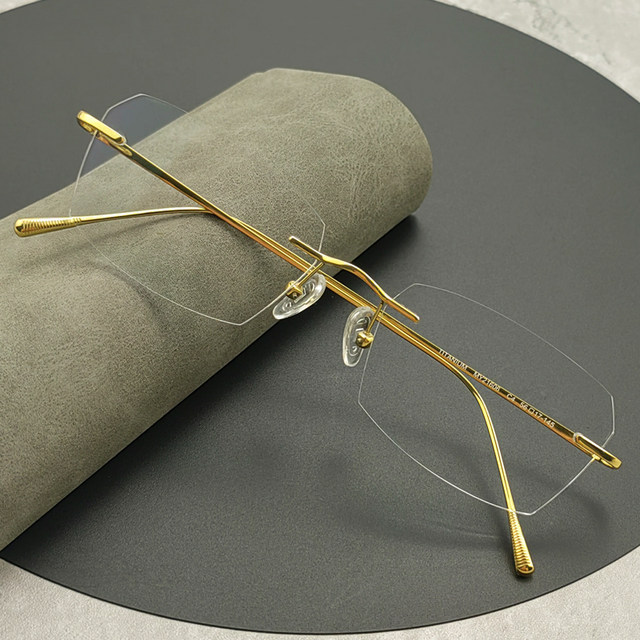 Pure titanium glasses Men's big face can be equipped with height plus ...