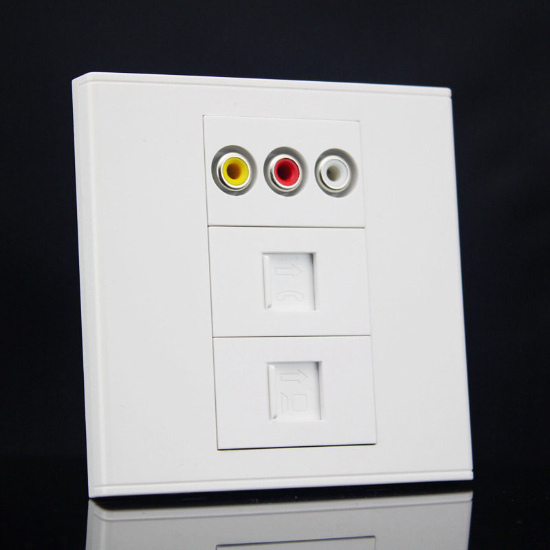 Type 86 Internet Phone Audio Socket Panel RJ45 Network + Telephone ...