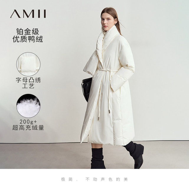 AMII interspersed scarf collar down jacket female winter 2024 new ...