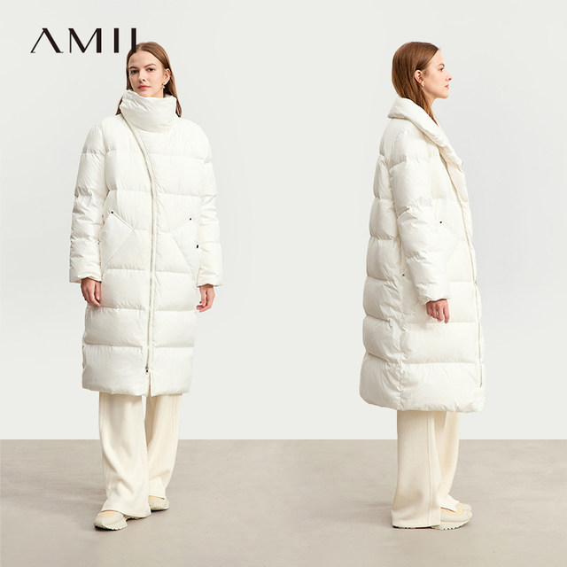 Amii2024 winter new warm graphene high collar slanted down jacket women ...