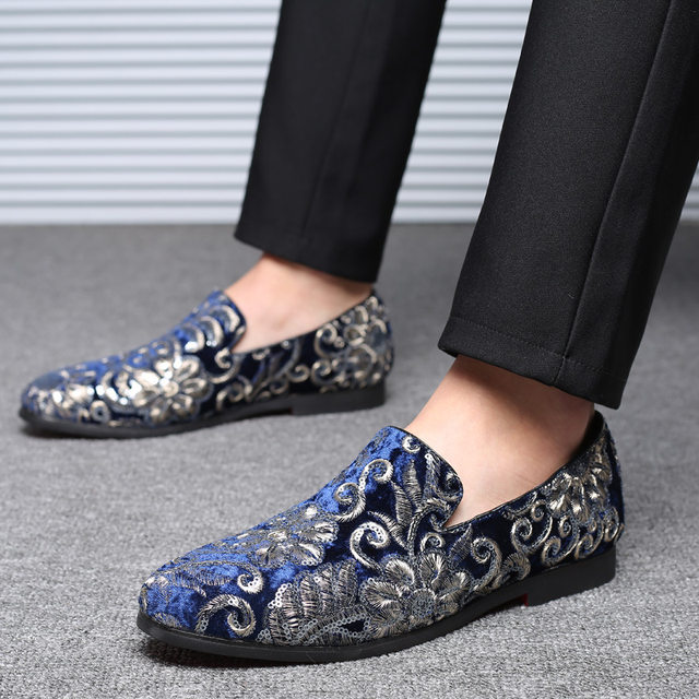 48 extra large size men's pattern pixie bean shoes 2025 new casual and fashionable sequin ...