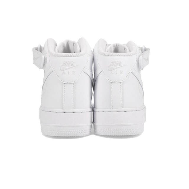 NIKE AIR FORCE 1 MID AF1 pure white Air Force One men's mid-top casual ...
