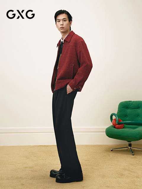 GXG men's clothing 25-year spring new product small fragrance lapel jacket black loose wide-leg ...