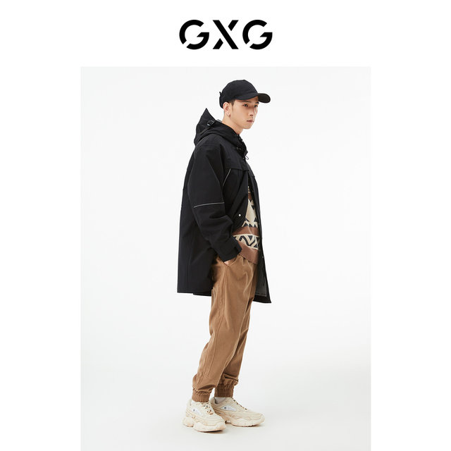 GXG Men's Wear [New Fashion] The same black mid-length windbreaker as ...