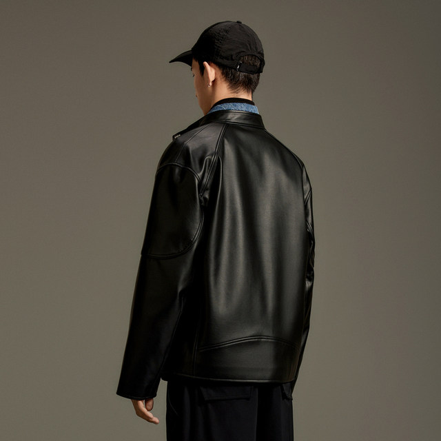 GXG men's PU stand collar jacket 2023 autumn new product GEX12113563