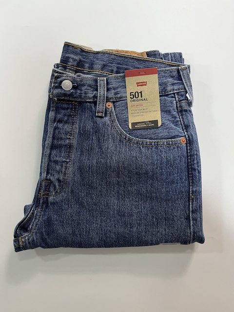 In stock Levi's/Levis men's 501 blue washed cotton mid-waist straight ...