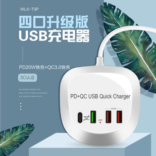 Multi-port usb charger PD fast charging 20W porous fast charging plug ...