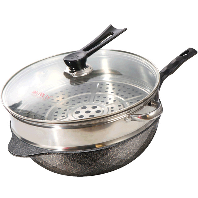 Korean medical stone non-stick wok household induction cooker gas stove ...