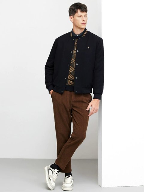 Dances with Wolves Wool Baseball Collar Jacket Men's 2024 Autumn and ...