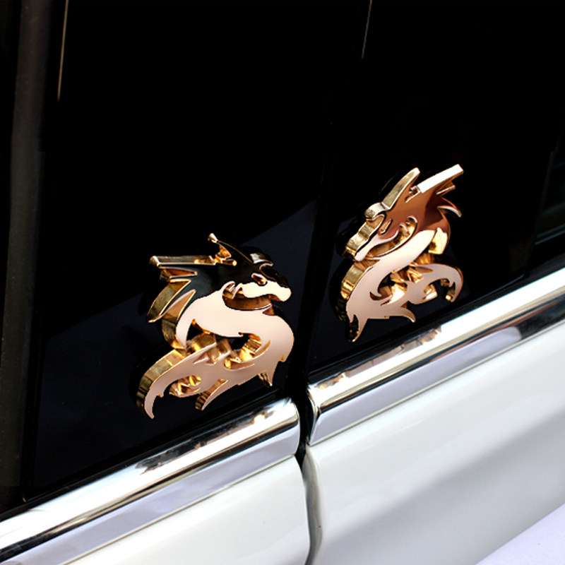 Personalized Chinese Dragon Car Stickers Metal Logo 3D Totem Side Door ...