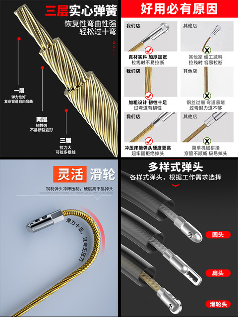 New spring threader electrician's special threading puller artifact ...