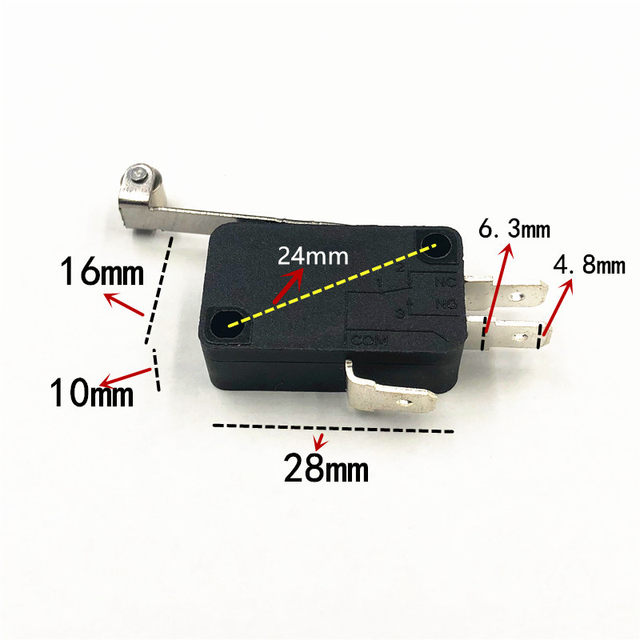 Micro switch limit switch Self -reset switch Long wheel 3 pin KW 16 (5 ...