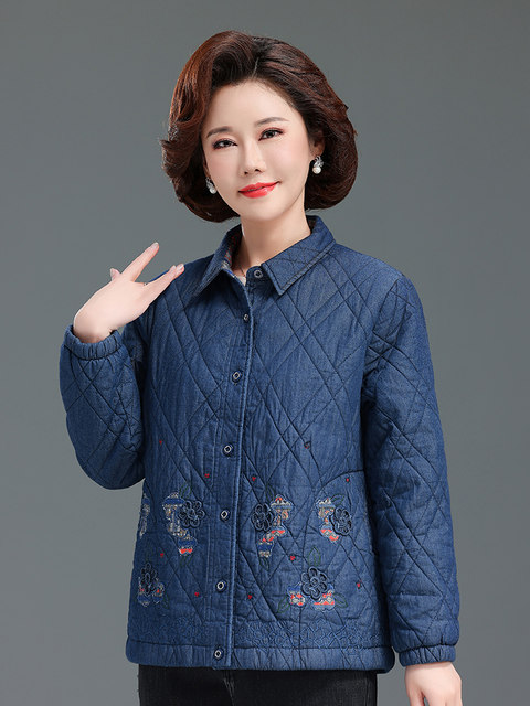 Mom autumn and winter dressing pure cotton jacket new middle -aged and ...