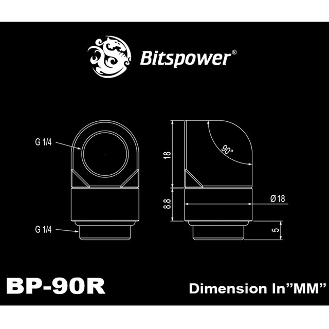 BitspowerG1/4' Colorful Rotating 90 Degree Elbow Adapter-BP-90R