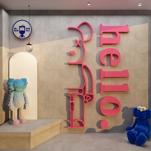 Internet celebrity check-in photo area layout beauty barber shop ...