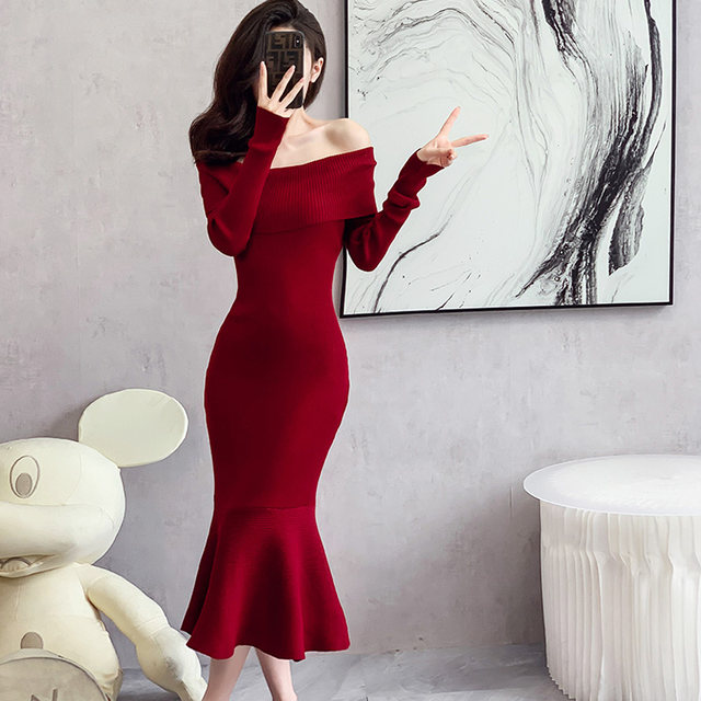 2024 autumn and winter new style French high-end one-shoulder ...