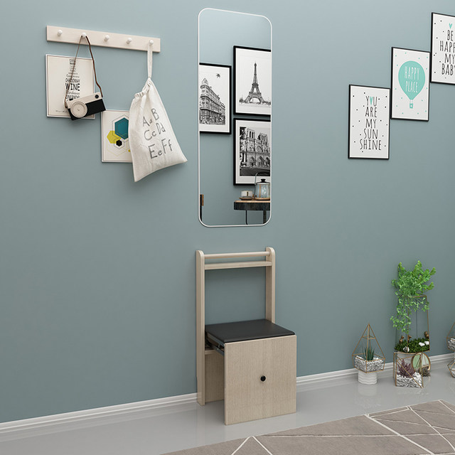 Invisible ultra-thin hole-free folding shoe-changing stool door wall ...