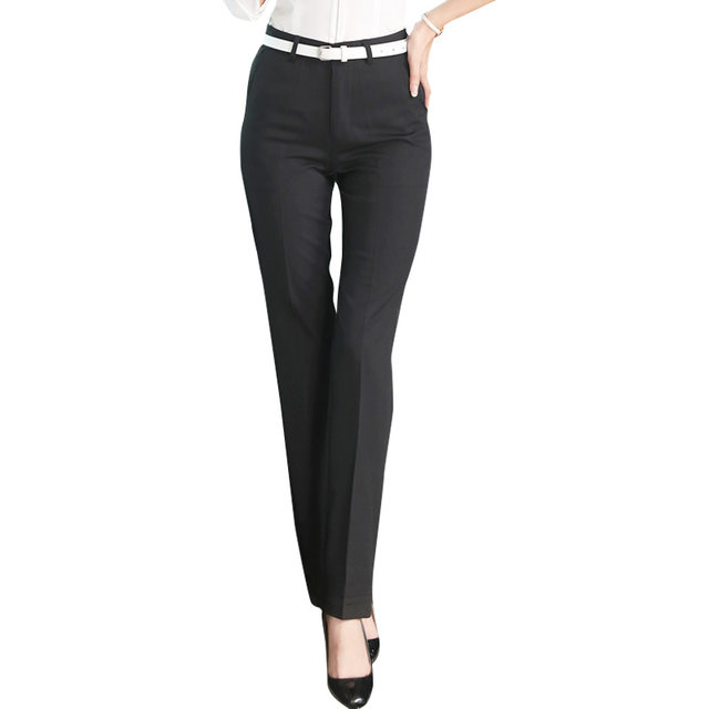 Suit trousers spring and summer black slim formal work trousers high ...