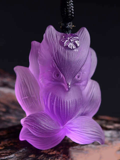 Natural Amethyst Nine-tailed Fox Pendant Amethyst Fox Peach Blossom ...