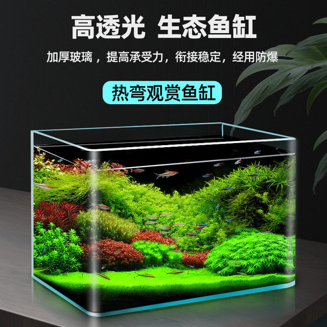 Hot bending fish tank small living room small fish tank 2024 new glass ...