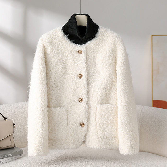 2025 autumn and winter new sheep sheep coat for women short small lamb ...