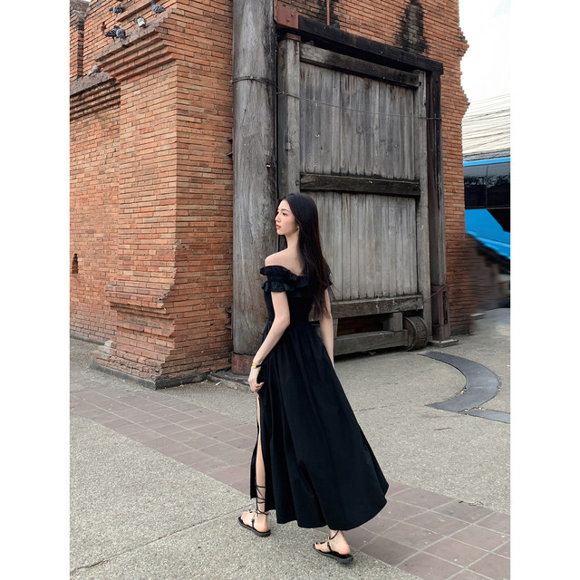 MULVAN ruffled one-shoulder dress for women, white skirt, high-end ...