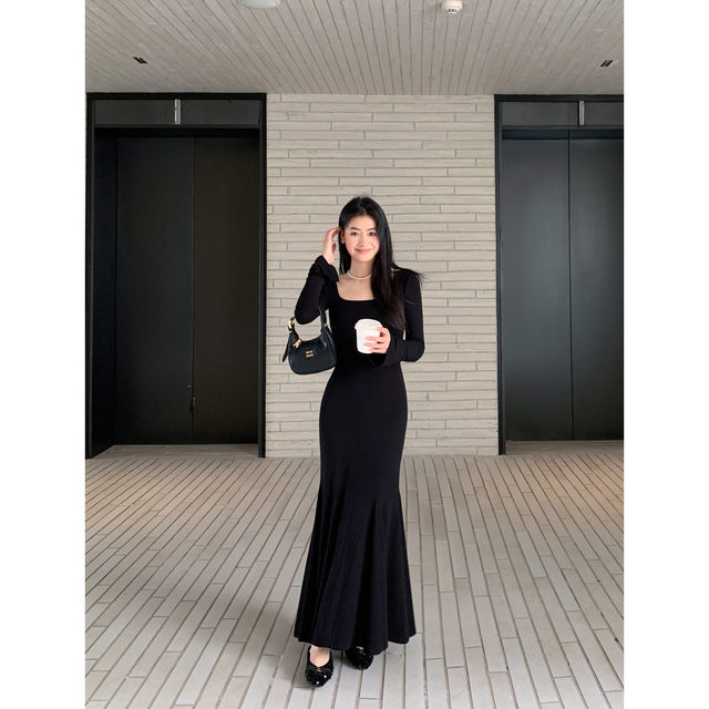 Mulvan French -style Fang Ling Knit Dress Female 2024 Spring New Slim ...