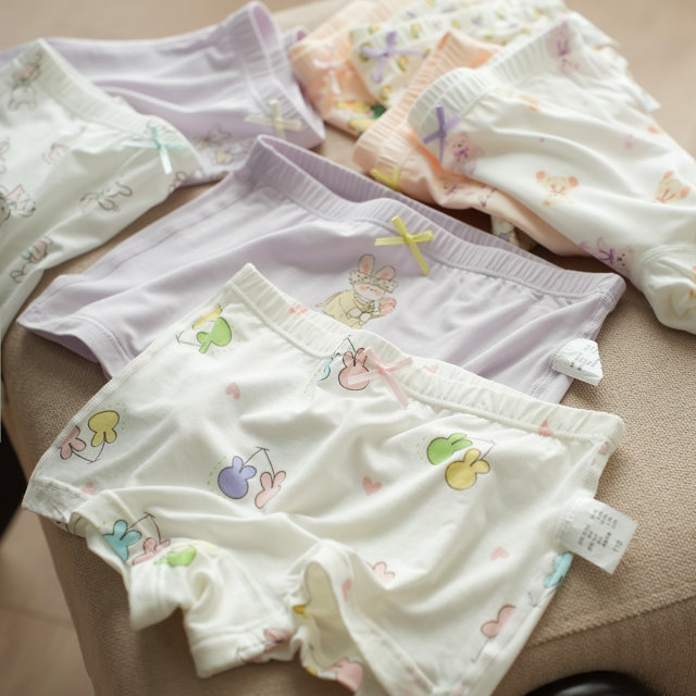 Two-pack of children's modal boxer briefs for girls, double-layered ...
