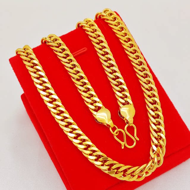 Imitation sand gold necklace for men, 24K gold-plated long-lasting ...