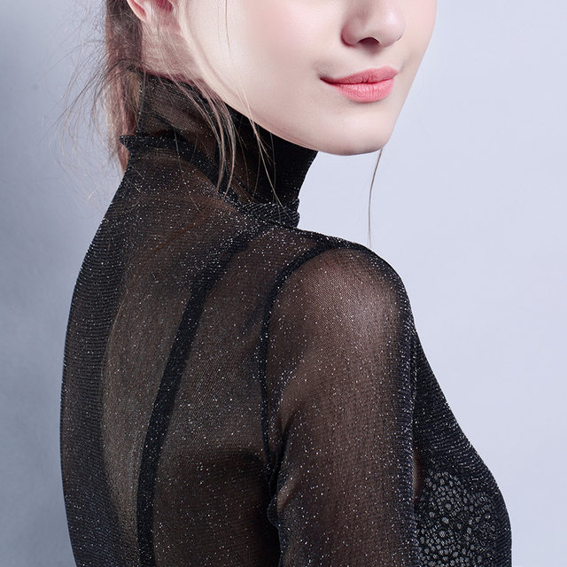 Transparent black gauze seeing gauze clothes Women's tulle thin sautéed ...