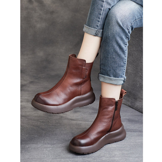 Baba step 2024 autumn and winter new style genuine leather round toe ...