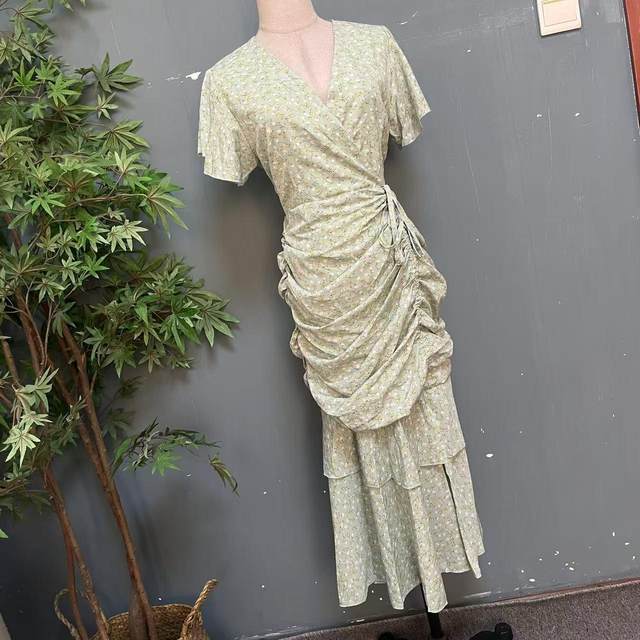 1220-13 British single summer new small chiffon chiffon waist pump V ...