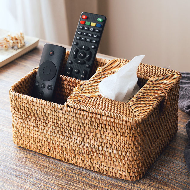 Rattan desktop storage box living room coffee table paper box pumping ...