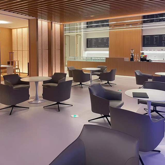 Light luxury glossy slate small round table balcony negotiation table ...