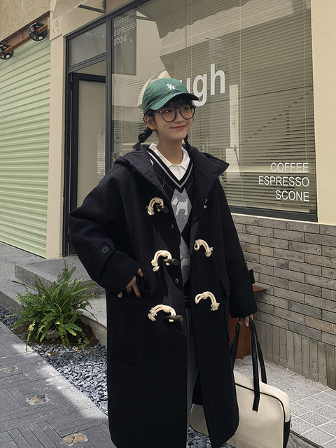 Loyal Dog Little Baba -shaped homemade Z horn buckle woolen coat female ...