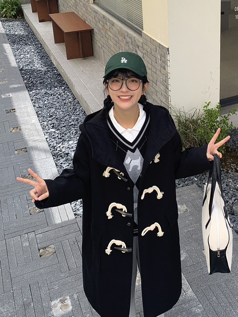 Loyal Dog Little Baba -shaped homemade Z horn buckle woolen coat female ...