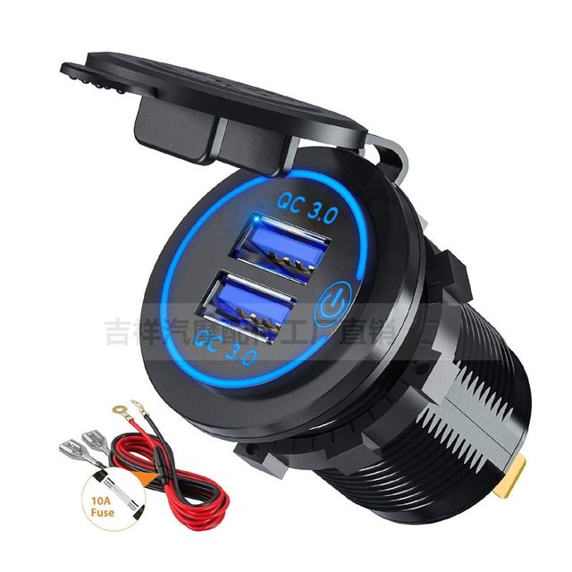 New car mobile phone charger double USB socket panel motorcycle ...