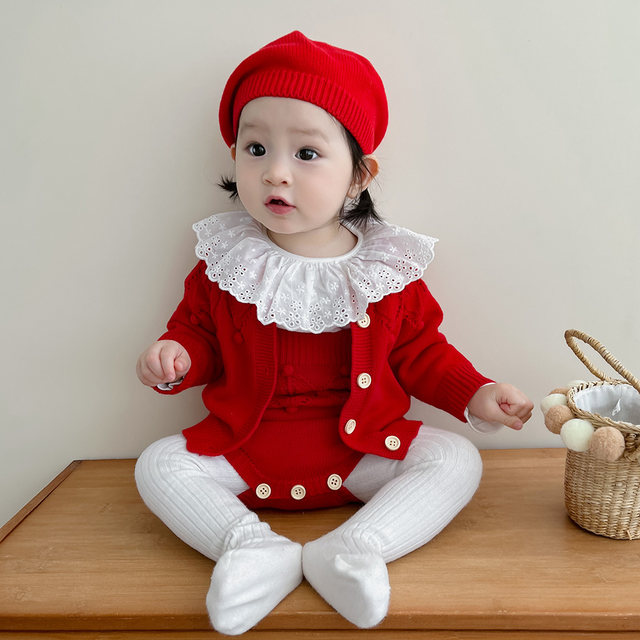 Korean baby clothes autumn dress female baby 100 days old dresses ...
