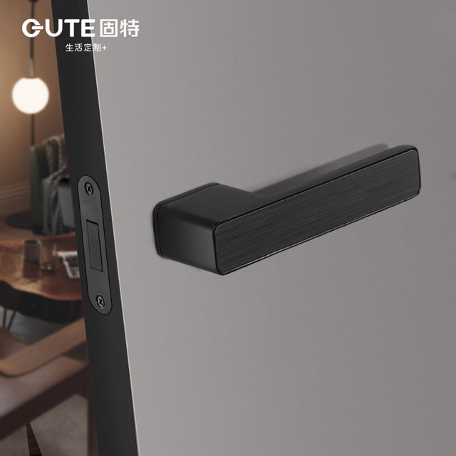Good square ecological door lock indoor wooden door minimalist door ...