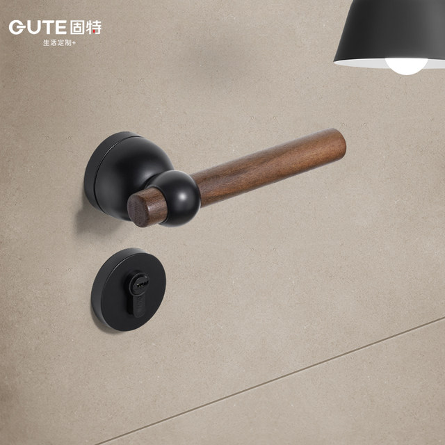 Good walnut door lock indoor household solid wood door lock bedroom ...